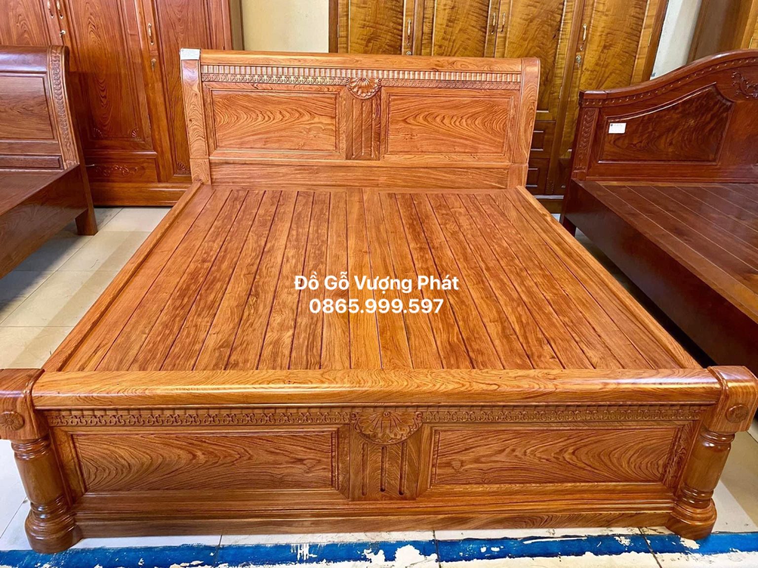 Giường Ngủ Chữ X Gỗ Gõ Đỏ pachy kt 1m8 x 2m hàng Loại 1 đẹp dày dặn cao ...